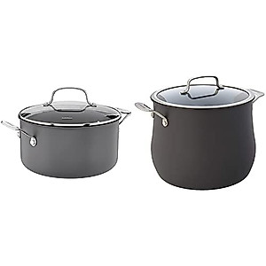 Cuisinart 6466-26 Hard Anodized 12-Quart Contour-Stainless-Steel-Cookware, Stockpot w/Cover & 644-24 Chef's Classic 6-Quart Nonstick-Hard-Anodized, Stockpot w/Cover