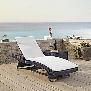 Crosley Furniture Biscayne Reclining Wicker Outdoor Chaise Lounge Chair for Patio, Deck, Backyard, Poolside, White