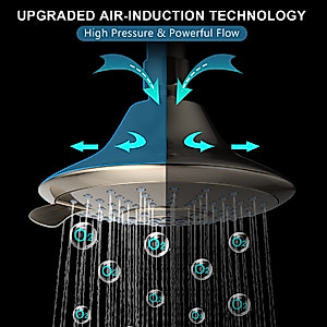 JDO Shower Head, High Pressure Rain Showerhead, 5 Spray Settings, Luxury Bathroom Shower Heads with Adjustable Angles, Anti-Clogging Silicone Nozzles