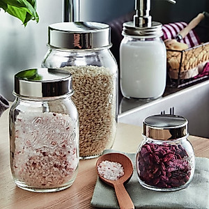 Bormioli Rocco Quattro Stagioni Jar with Stainless Steel Lid, Set of 12, 17 oz, Clear