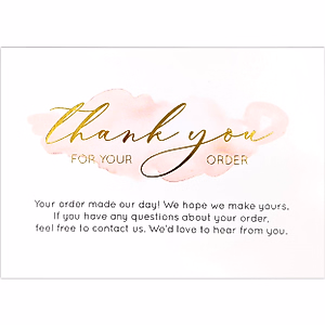 Gooji 100 Pack 4 x 6 Gold Foil Pink Watercolor Thank You for Your Order Cards for Small Business orders