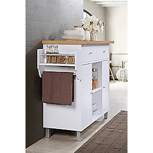 Hodedah Import Island with Spice Rack & Towel Rack Kitchen Cabinet