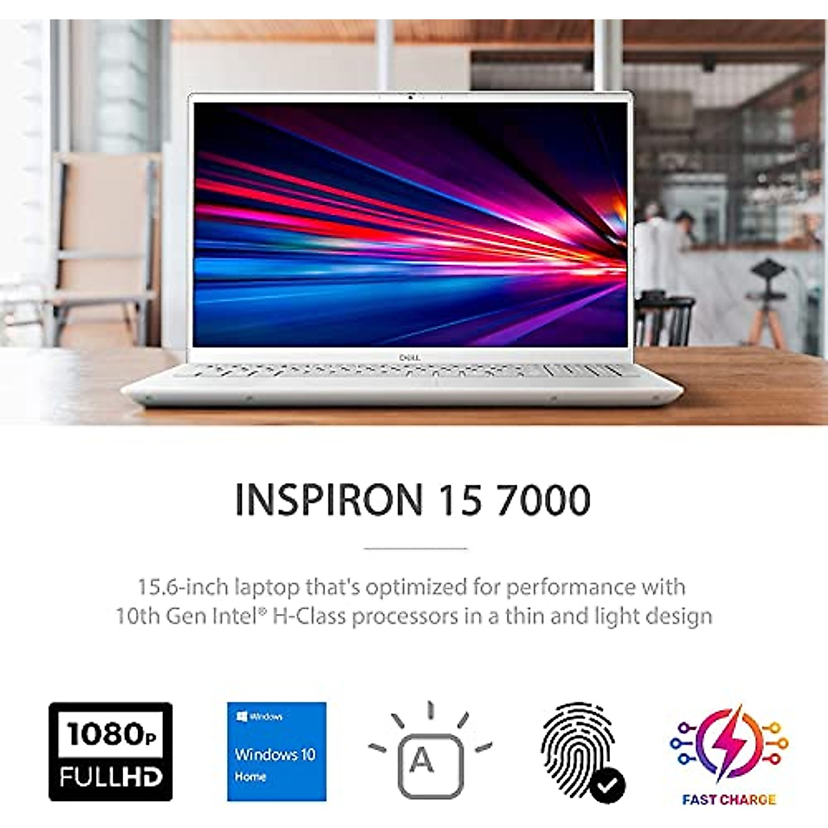Dell Inspiron 15 Plus 7501 Touch 15.6” FHD Laptop, Core i5-10300H, Backlit KB, Fingerprint, Webcam, Wi-Fi 6, USB-C, HDMI, Intel UHD Graphics, Win 10 H, w/ 32GB MSD
