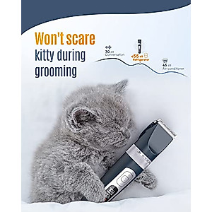 Cat Grooming Clippers for Matted Long Hair,Low Noise Cat Clippers Shaver,4 Speed Cordless Pet Clippers Kit for Cats Dogs and Pets