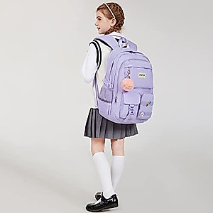 abshoo Big Student Laptop Backpack For College Women Middle High School Teen Girls Bookbag Travel Daypack (Purple)