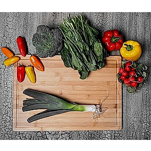 Extra Large Organic Bamboo Cutting & Charcuterie Board with Juice Groove & Reversible