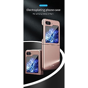 YJZSKRXFAK Case for Samsung Galaxy Z Flip5 5G 2023, Ultra Thin Slim Fit Elegant Business Smooth Cover Protective Cover Case for Galaxy Z Flip 5-Rose Gold