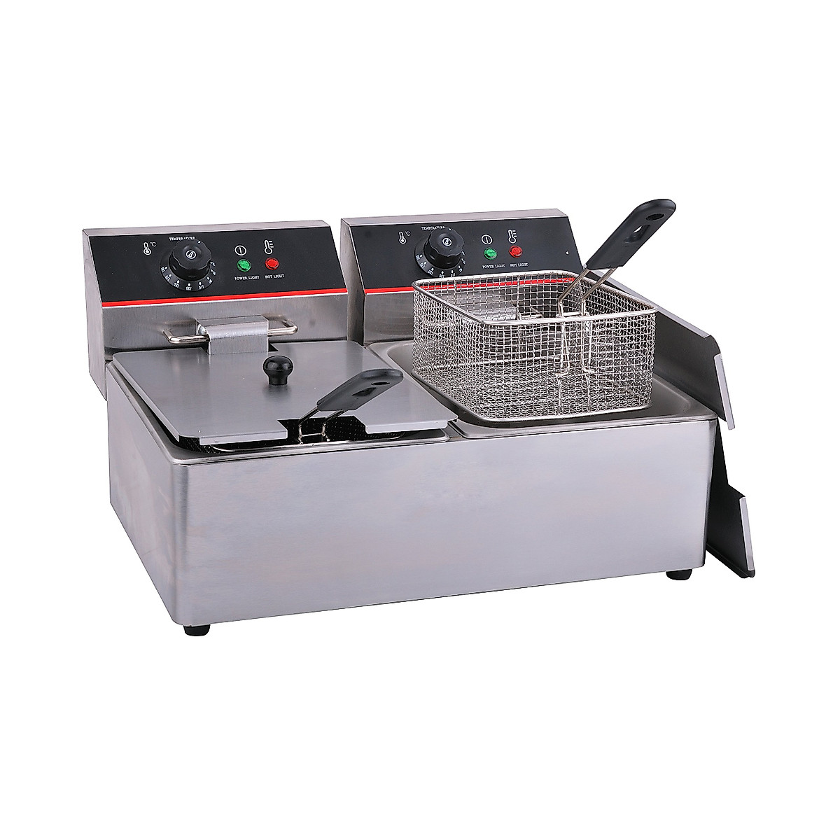 Hakka Commercial Stainless Steel Deep Fryers Electric Professional Restaurant Grade Turkey Fryers (2x8 Liter)