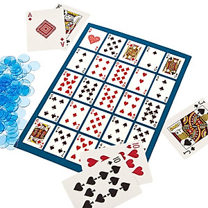 MBGBrybelly Poker Keno and More Poker Keno Bundle - 24 Players Complete Game and Expansion Pack - 24 Game Boards, 2 Decks of Cards, 400 Plastic Blue Bingo Chips - Family Game Night Casino Gift
