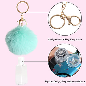Manste 60Pcs Chapstick Holder Keychain Bulk,Travel Bottles with Keychain、Lipstick Holder Keychain、Fluffy Ball Keychain、Keychain Wristlet Lanyards、Colorful Pom Poms Keychains、Pompoms Keyring