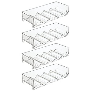 mDesign Plastic Free-Standing Water Bottle and Wine Rack Storage Organizer for Kitchen Countertops, Table Top, Pantry, Fridge - Stackable - Holds 5 Bottles Each, 4 Pack - Clear