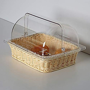 DOITOOL Chafing Dish Cover Roll Top Bakery Pan Display Cover Plastic Clear Dessert Display Cover, 13" x10.6" x6.1 (Only Cover)