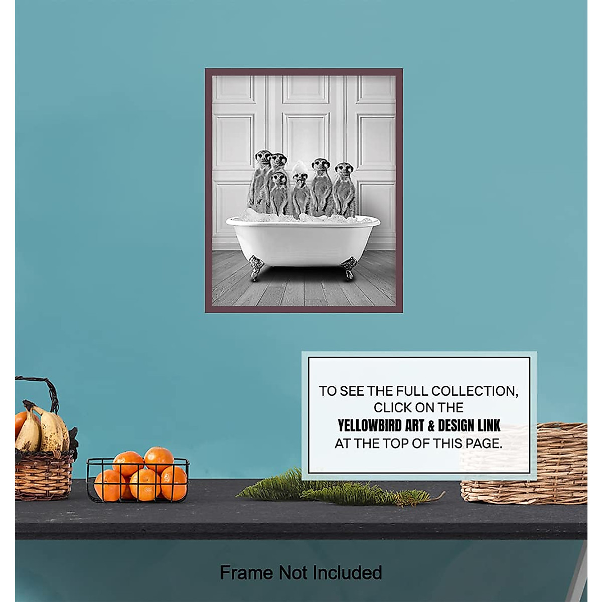 Bathroom Wall Decor - Funny Bathroom Decor - Bathroom Wall Art - Meerkat Bathroom Decorations Pictures - Bath Wall Decor - Modern Bathroom Accessories - Guest Bathroom - Restroom Sign - Powder Room