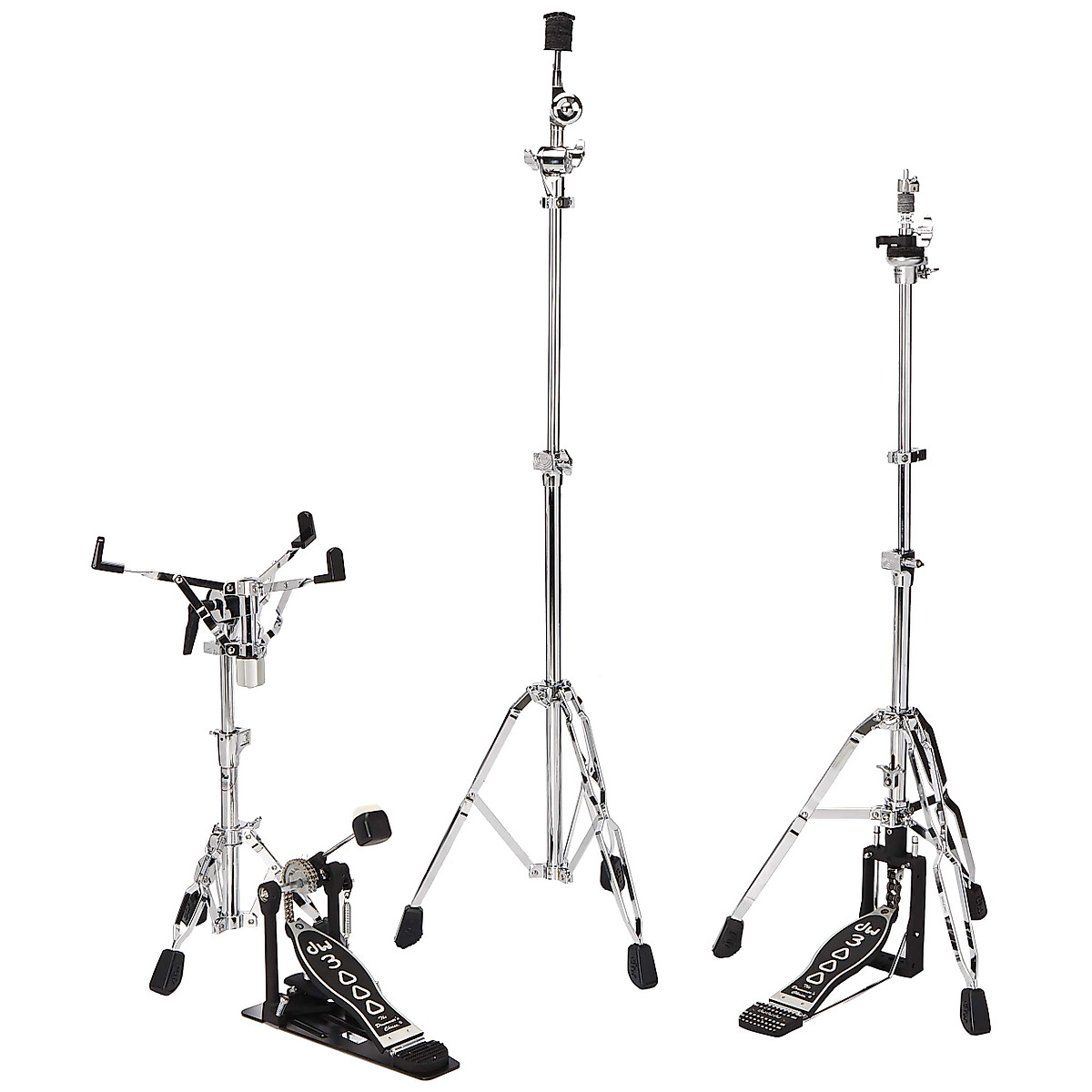 DW DWCP3000PK Drumset Hardware Pack with 3300 Snare Drum Stand, 3500 Hi-Hat Stand, 3700 Boom Cymbal Stand and 3000 Single Bass Drum Pedal