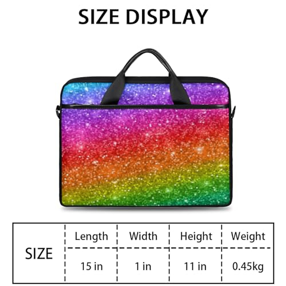 Rainbow Style Printed Laptop Computer Bag Waterproof Shoulder Messenger Bag 13-15 inch Durable Laptop Tote Bag with Shoulder Strap Handle Lightweight Crossbody Briefcase