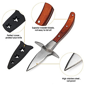 Set of 2 Oyster Shucking Knives, Shucker Kit Seafood Opener with Knife Cut Resistant Glove 5-level Protection Food Grade