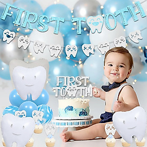 First tooth party balloons,white tooth balloon for first tooth party decoration Dental Student Graduation Party supplies/tooth Clinic decoration balloons