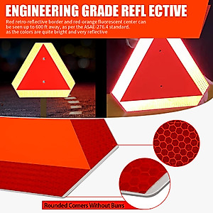 Slow Moving Vehicle Sign,Slow Moving Vehicle Triangle Sign,Aluminum 14"x16"3M Reflective for Golf Cart