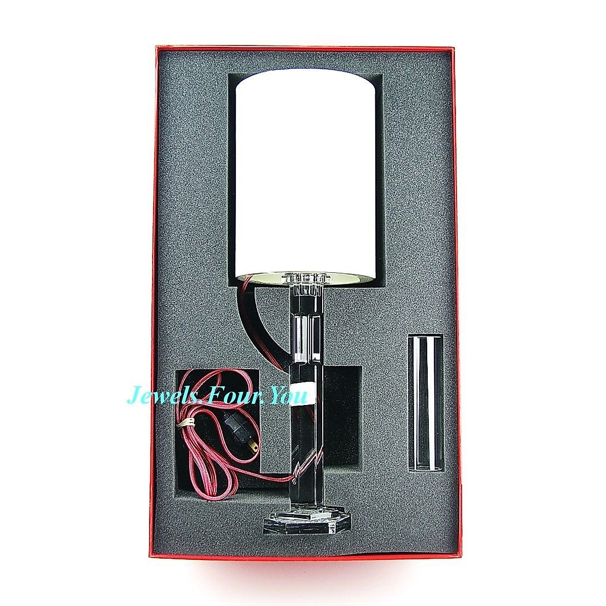 BACCARAT 20" X 6 1/4" Abysse LAMP White Shade RED Wire Made in France