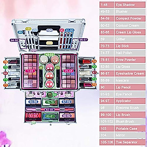 Joyeee All-in-One Makeup Gift Set Carry All Makeup Kit Women Full Kit With Makeup Bag Lipgloss Lipstick Concealer Blush Foundation Face Powder Eyeshadow Palette Cosmetic Palette #10