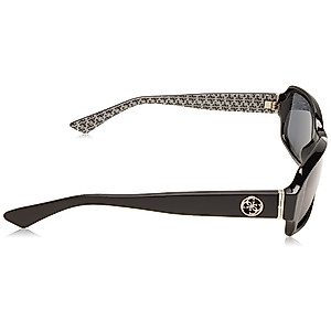 GUESS Women's Gu7410 Rectangular Sunglasses, Shiny Black & Smoke, 55 mm + 1