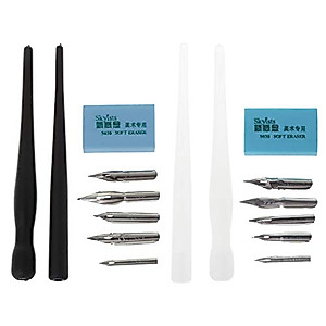 Two Comic Dip Fountain Pen Dip Pen Set Manga Dip Pen Holder Set Comic Drawing Painting Tools Kit Calligraphy + 5 Nibs