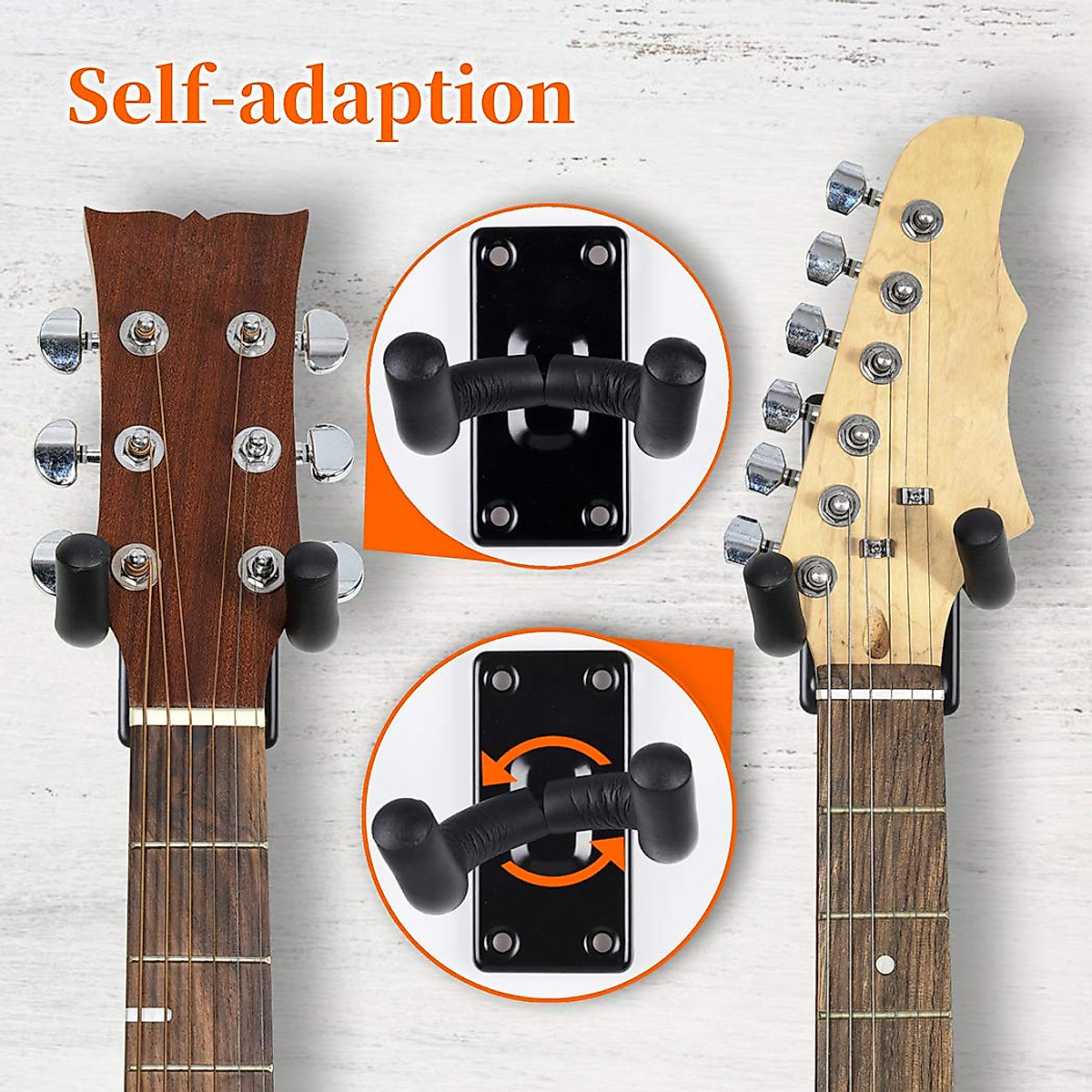 Guitar Hanger 2 Pack Guitar Wall Mount Hangers for Electric Acoustic and Bass Guitars Ukulele