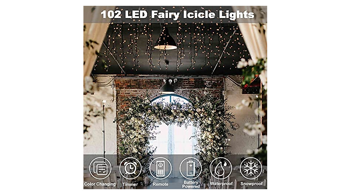 Outdoor Christmas Icicle Lights: Color Change, Battery, Timer
