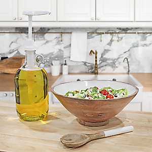 Cornucopia Half Gallon Glass Pump Dispenser Bottle, 64-Ounce Jug with Pump for Sauces, Syrups, Soaps and More