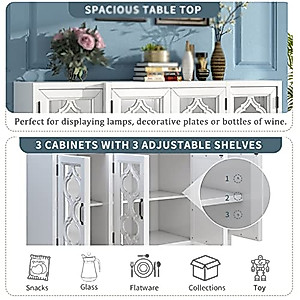 SEASD 59.8'' Mirrored Console, Sideboard for Living and Dining Room with 4 Cabinets and 3 Adjustable Shelves.