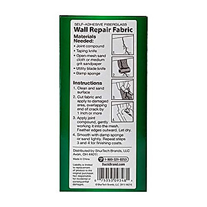 Duck Brand Self-Adhesive Drywall Repair Fabric, 6-Inch by 25 Feet, Single Roll, White (282084)