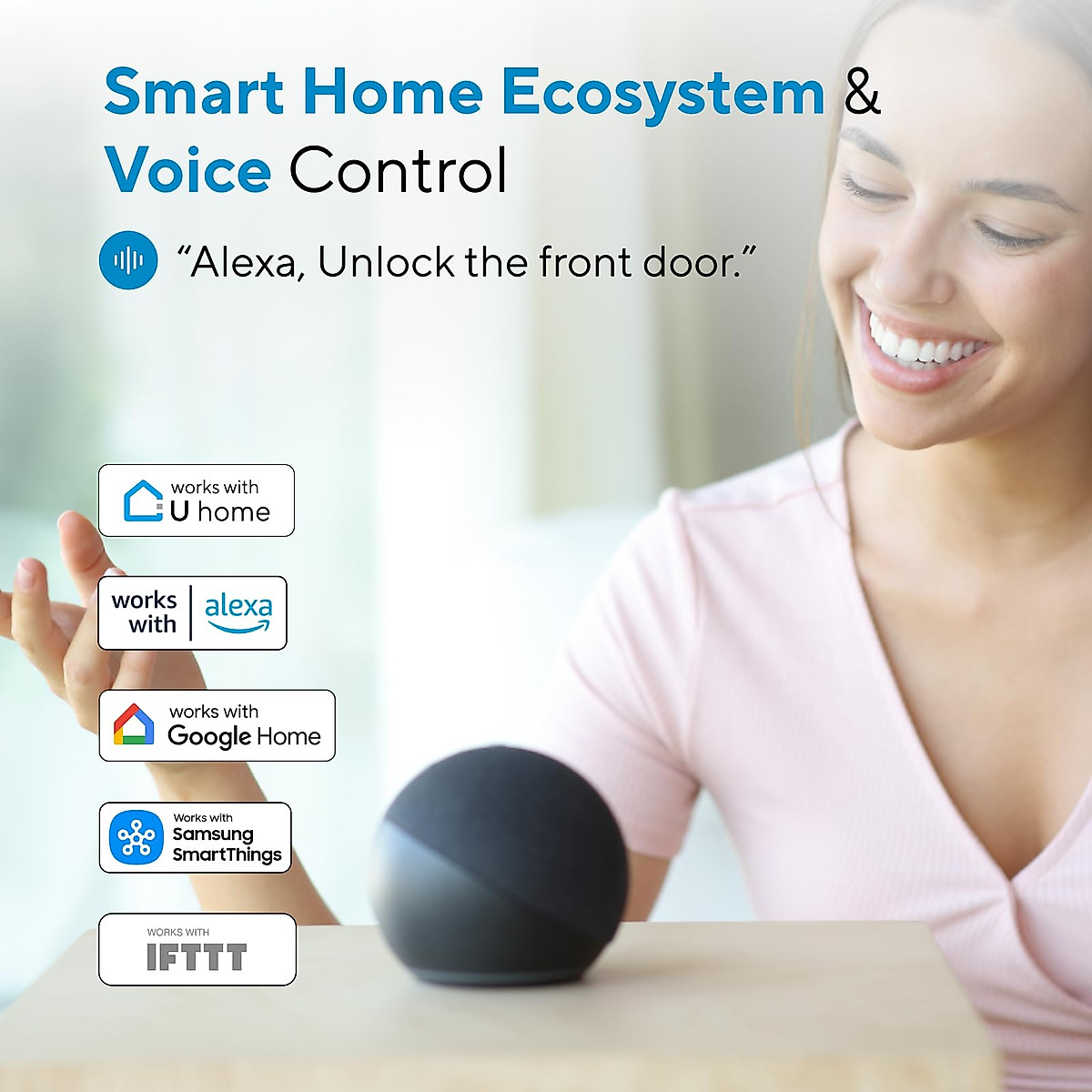Smart Lock, ULTRALOQ U-Bolt Pro with Bridge WiFi Adaptor, 6-in-1 Keyless Entry Door Lock with App, WiFi, Bluetooth, Fingerprint and Keypad, ANSI Grade 1 Certified, Smart Door Lock, Front Door Lock