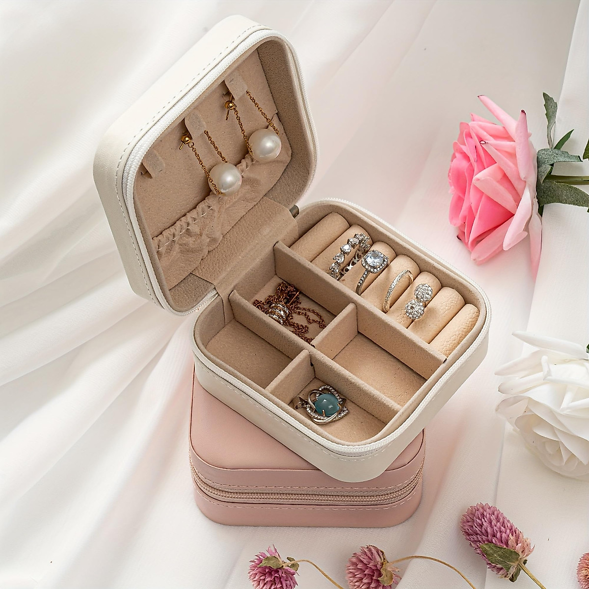 Custom Birthday Flower Jewelry Storage Box, Birth Month Flower Gift Box, Birthday Gift For Women, Leather Jewelry Storage Box Display Box