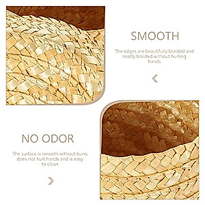 Hemoton 2pcs Wicker Baskets with Lids, Nautral Seagrass Storage Baskets, Multi- use Storage Basket Woven Rectangular Basket Bins, Rattan Storage Organizer