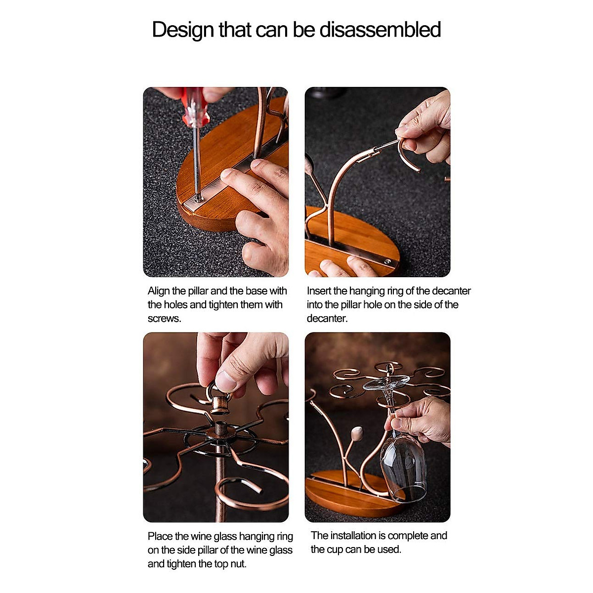 NILICAN Can Be Placed Decanter Wine Glass Holder Kitchen Living Room Bar Metal Free-standing Desktop Tableware Storage Rack Glasses Frame Drying System