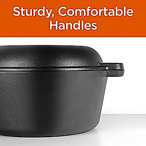 COMMERCIAL CHEF 5-Quart Cast Iron Dutch Oven with Skillet Lid