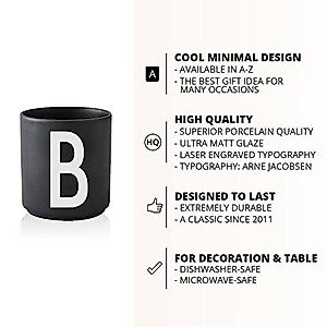 Design Letters Coffee Mug Initial A-Z | Monogram Coffee Mug for Men, Women 11 Oz | Porcelain Mugs Gifts for Women Wife Mom Friends | Thank You Gift for Daughter, Coworkers| Novelty Tea Cup, Black Mug