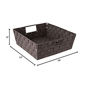 Whitmor Espresso Woven Strap Shelf Storage Tote Basket