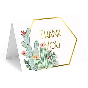 Red Door Inspirations Cactus Thank You Cards for Weddings, Baby Showers, or Any Occasion to express Thanks, 25 cards and envelopes