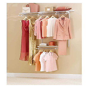 Rubbermaid Configurations Classic Closet Kit, White, 3-6 Ft., Wire Shelving Kit with Expandable Shelving and Telescoping Rods, Custom Closet Organization System, Easy Installation