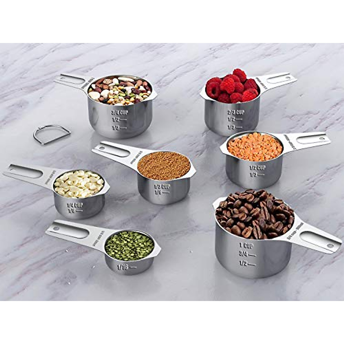 Wildone Measuring Cups & Spoons Set of 21 - Includes 7 Stainless Steel Nesting Measuring Cups, 8 Measuring Spoons, 1 Leveler & 5 Mini Measuring Spoons, Ideal for Dry and Liquid Ingredients