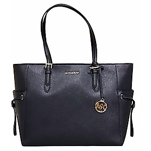 Michael Kors Gilly Large Jet Set Drawstring Top Zip Tote Black Saffiano Leather