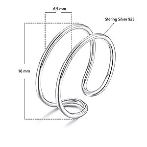 LEMON GRASS Sterling Silver Simple Band Ring Open Ring Ajustable Wide Band Line Rings