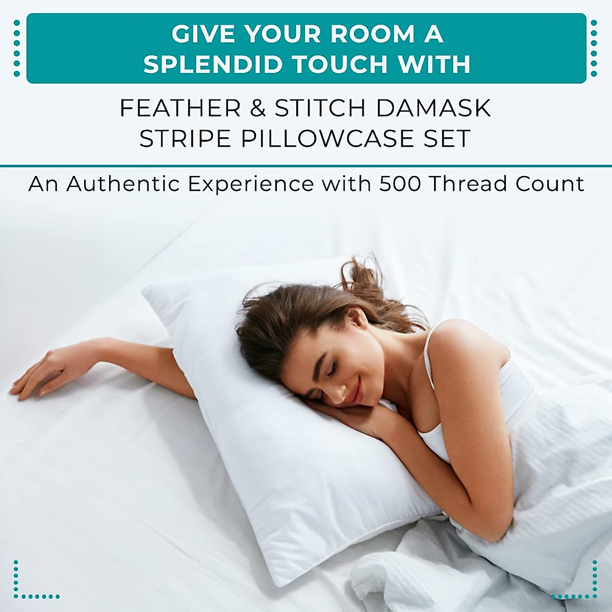 Feather & Stitch Queen Size Damask Bed Sheets|100% Soft Cotton, 4 Pc Set 500 TC Sateen Weave - 1 Flat Sheet, 1 Fitted Sheet & 4 Pillow Cases - Semolina