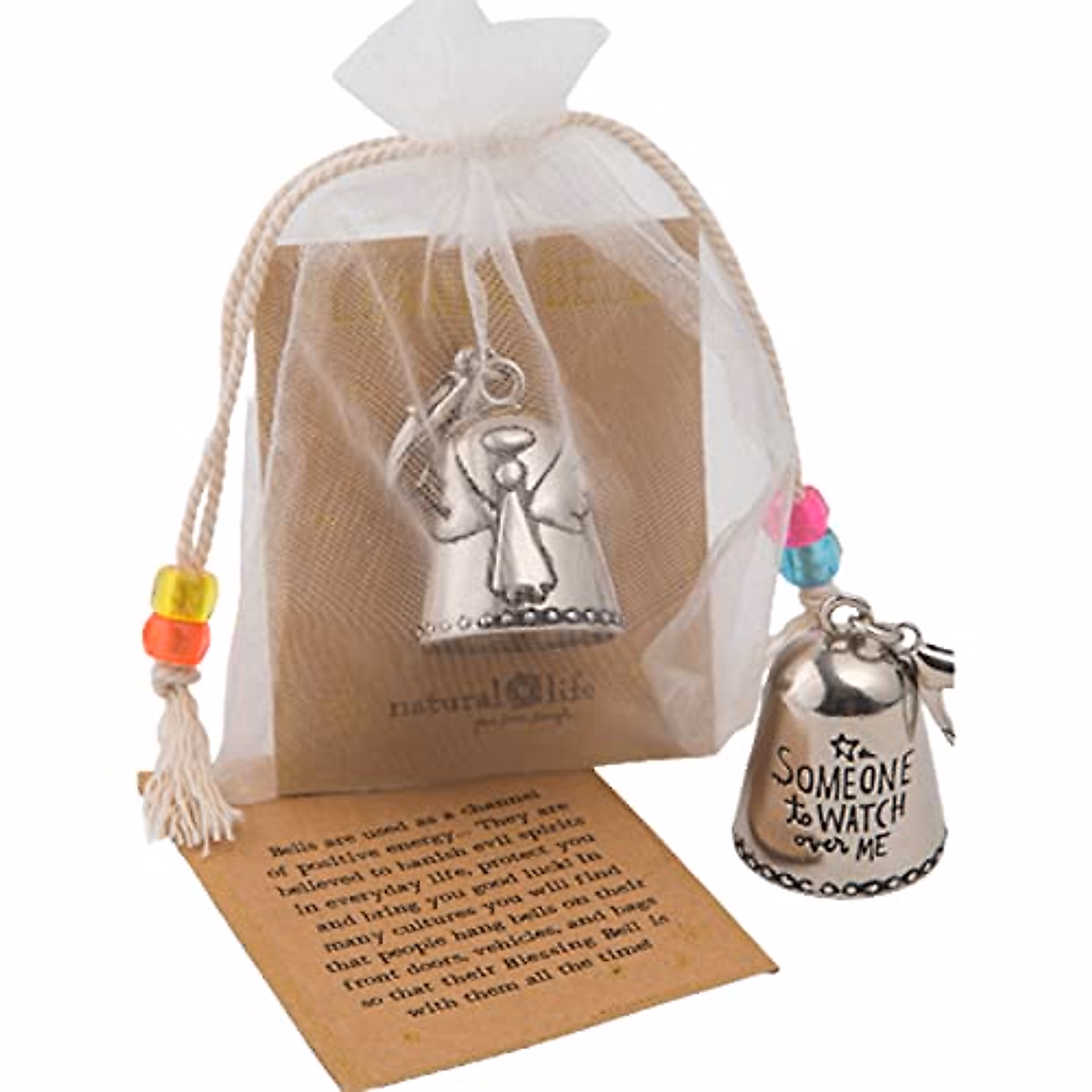 Angel Wing Bell, Bell of Good Luck Gift Blessing Bell Friends are Angels Silver Bell Decorations Christmas Tiny Silver Bell Suitable Gift for Friend or Loved One Angel Blessing Bell Always