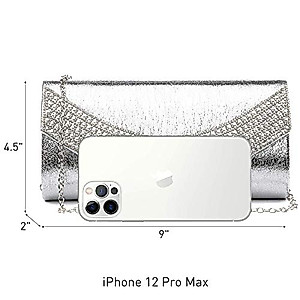 Dasein Womens Clutch Purses Rhinestone Evening Bags Formal Wedding Party Purse Prom Handbags (Silver)