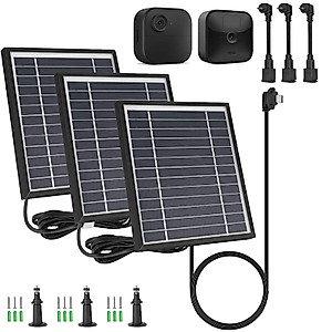 iTODOS 3 Pack Solar Panel Compatible with Blink Outdoor 4 (4th Gen)/Blink Outdoor (3rd Gen) XT3 and Blink XT/XT2 Camera,11.8Ft Outdoor Power Cable and Adjustable Mount,Aluminum Alloy Sturdy(Black)