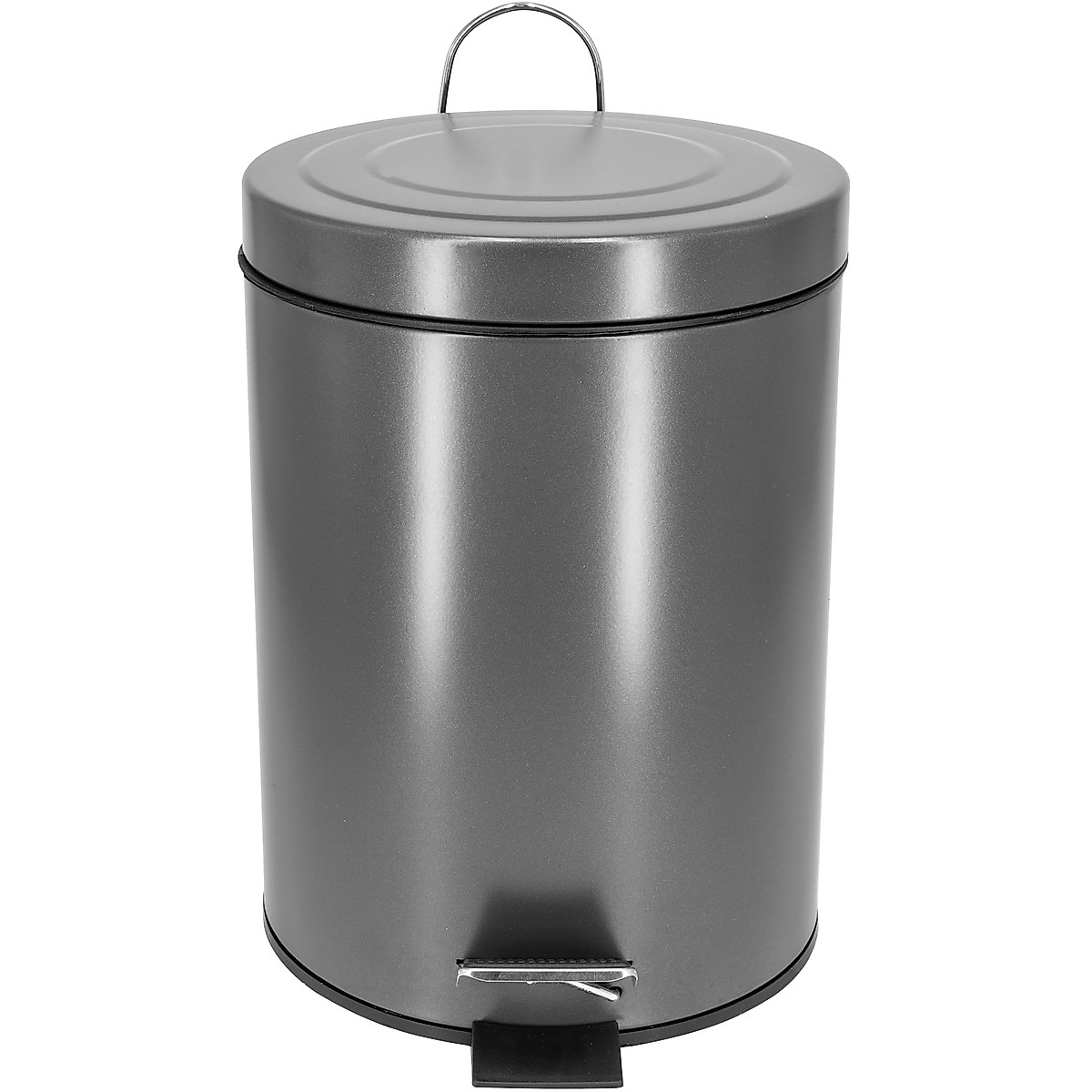 HOMEFITS Round 5L/1.3 Gal Trash Bin Plastic w/Lid-Eco, Easy Clean, Suitable for Bathroom, Bedroom, Office-Long Life Durable White Bathroom Trash, Office Bin