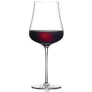 LUNA & MANTHA Modren Red Wine Glasses- Hand Blown Full Bottle Crystal White and Red Wine Glasses, Thin Rim & Long Stem, Perfect for Cabernet, Pinot Noir, Burgundy, Bordeaux- 18 Oz, Clear