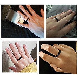 6mm Tungsten Ring for Women Men Black and Blue Thin Two Tone Beveled Edge Comfort Fit Size 7